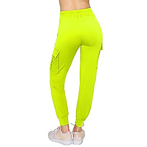 ALWAYS Cargo Jogger Pants for Women - Super Soft Casual Lounge Sweatpants Neon Lime 2XL