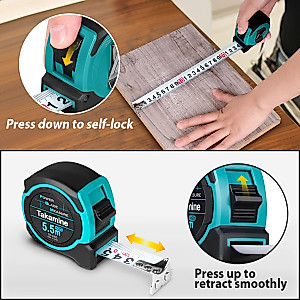 Takamine Professional Tape Measure with Magnetic Hook, Self-Lock,5.5m Power Blade Measure,Retractable Measuring Tape,Easy to Read for Craftman,Engineers