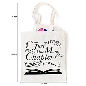 Ihopes Just One More Chapter Reusable Tote Bag | Funny Bookworm Library Canvas Tote Bag School Bag Book Lovers Gift for Teens Men Women Friends Kids