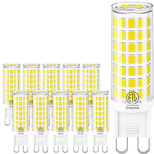 hansang 10 Pack G9 LED Bulbs 4000K Natural Daylight 6W (60W Halogen Equivalent) T4 Chandelier Light Bulbs G9 Bi Pin Ceramic Base, No-Flicker AC120V 600LM 360°Beam Angle No-Dimmable