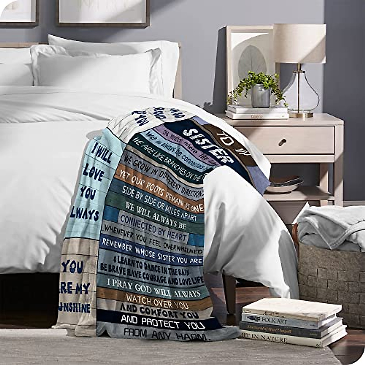 Coolersmell Sisters Gifts from Sister, Sister Birthday Gifts from Sister, Gifts for Sister, Big Sister Gift, Soul Sister, Valentines, Christmas Flannel Throws Blankets Warm Quilts for Bed 80x60in