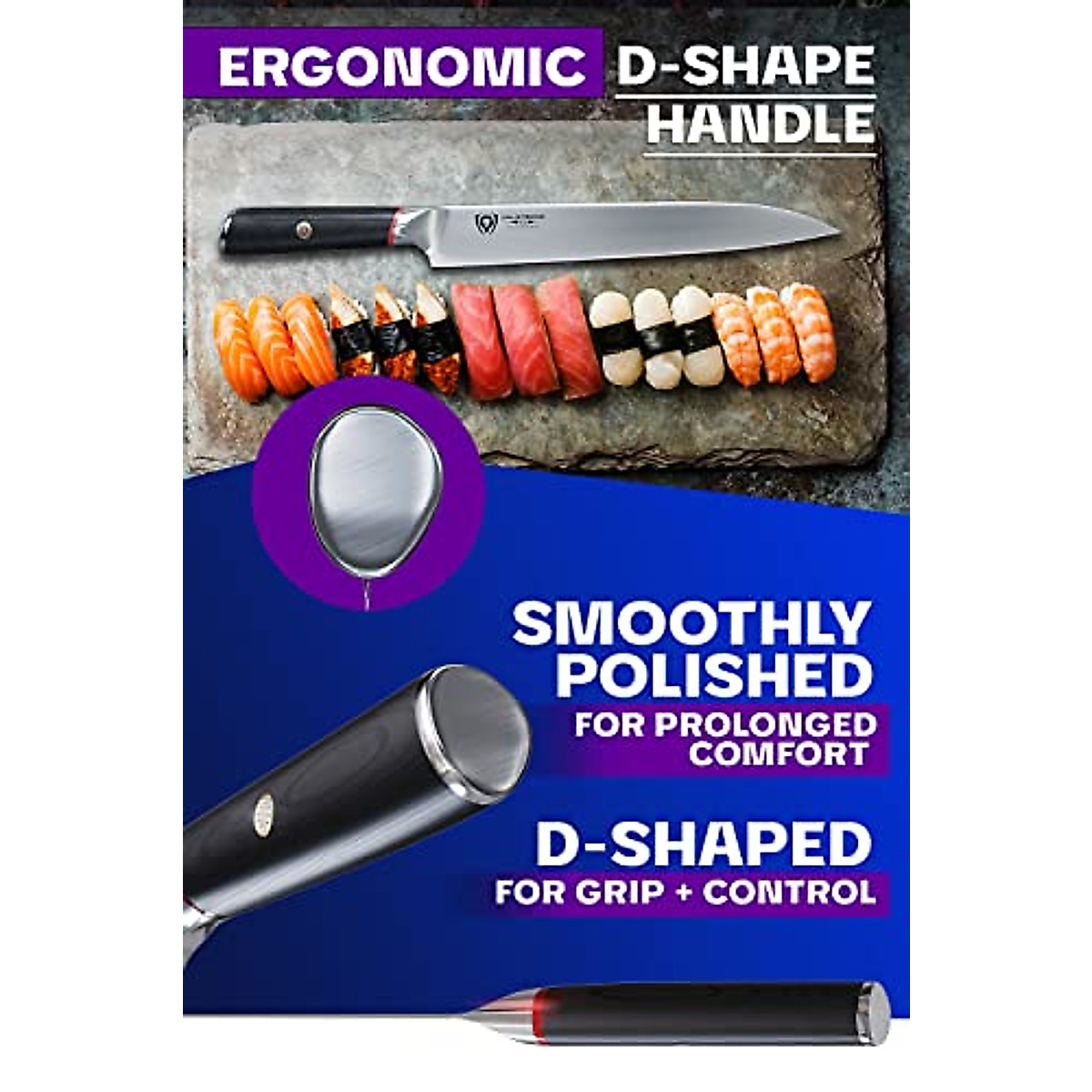 Dalstrong Yanagiba Knife - 9.5 inch - Phantom Series - Sushi Knife - Japanese High-Carbon AUS8 Steel - Pakkawood Handle - Japanese Knife - Sheath Included