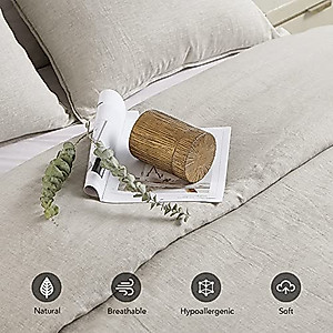 DAPU 100% Linen Duvet Cover Set - Pure Natural French Flax Linen with 8 Corner Ties and Zipper Closure Soft Breathable Durable for Hot Sleepers 1 Duvet Cover 2 Pillowcases (Natural Linen, King)