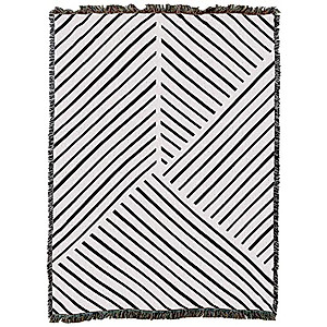 Pure Country Weavers Geometric Lines 1 Blanket by JJ Design House - Gift Tapestry Throw Woven from Cotton - Made in The USA (72x54)