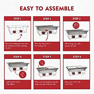 Alpha Living 70027 33-Pcs Disposable Chaffing Buffet with-Covers, Utensils, 6Hr Fuel Cans – Premium Chafing Dish Set for Events, Parties, Catering