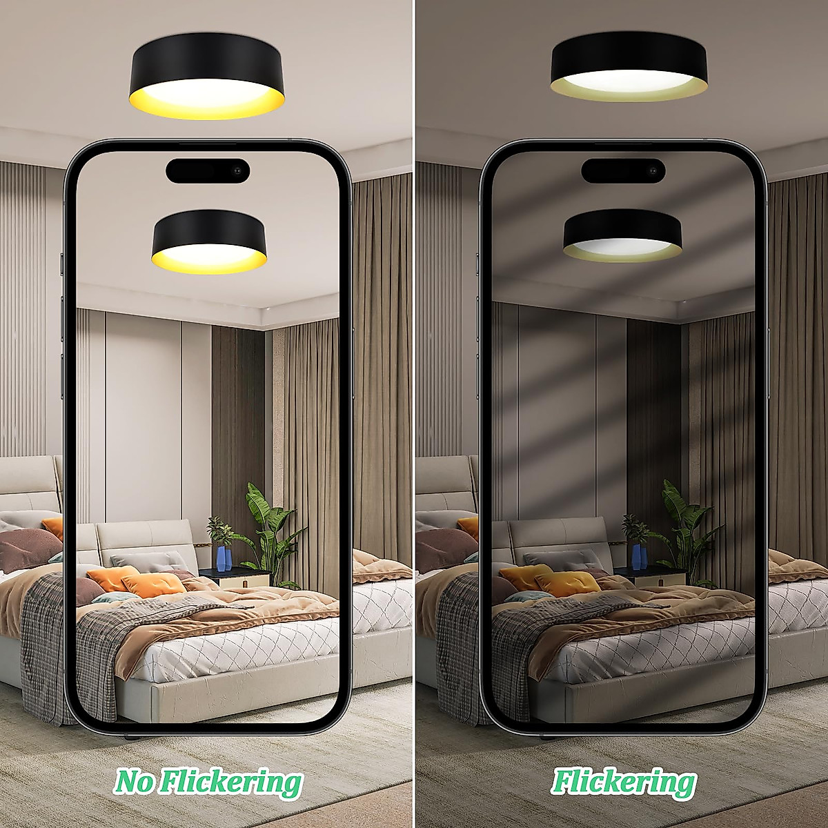 Flush Mount Ceiling Lights, 25W LED Ceiling Light Fixtures 300W Equivalent 2600LM 5CCT Adjustable Modern Black and Gold Flush Mount Light Fixture Dimmable Ceiling Lamps for Bathroom Hallway Bedroom