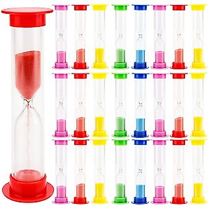 SINJEUN 50 PCS 1 Minute Sand Timer, Plastic Hourglass Sand Clock, Colorful Sand Timer Set Sandglass Countdown Bulk Toothbrush Timer for Party Favors