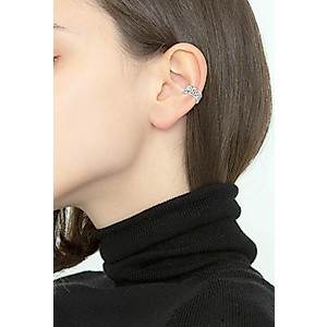 JFORYOU Ear Cuff Butterfly Flower CZ Fake Helix Cartilage Clip On Wrap Earrings Fake Lip Ring Non-Piercing Adjustable Men Women