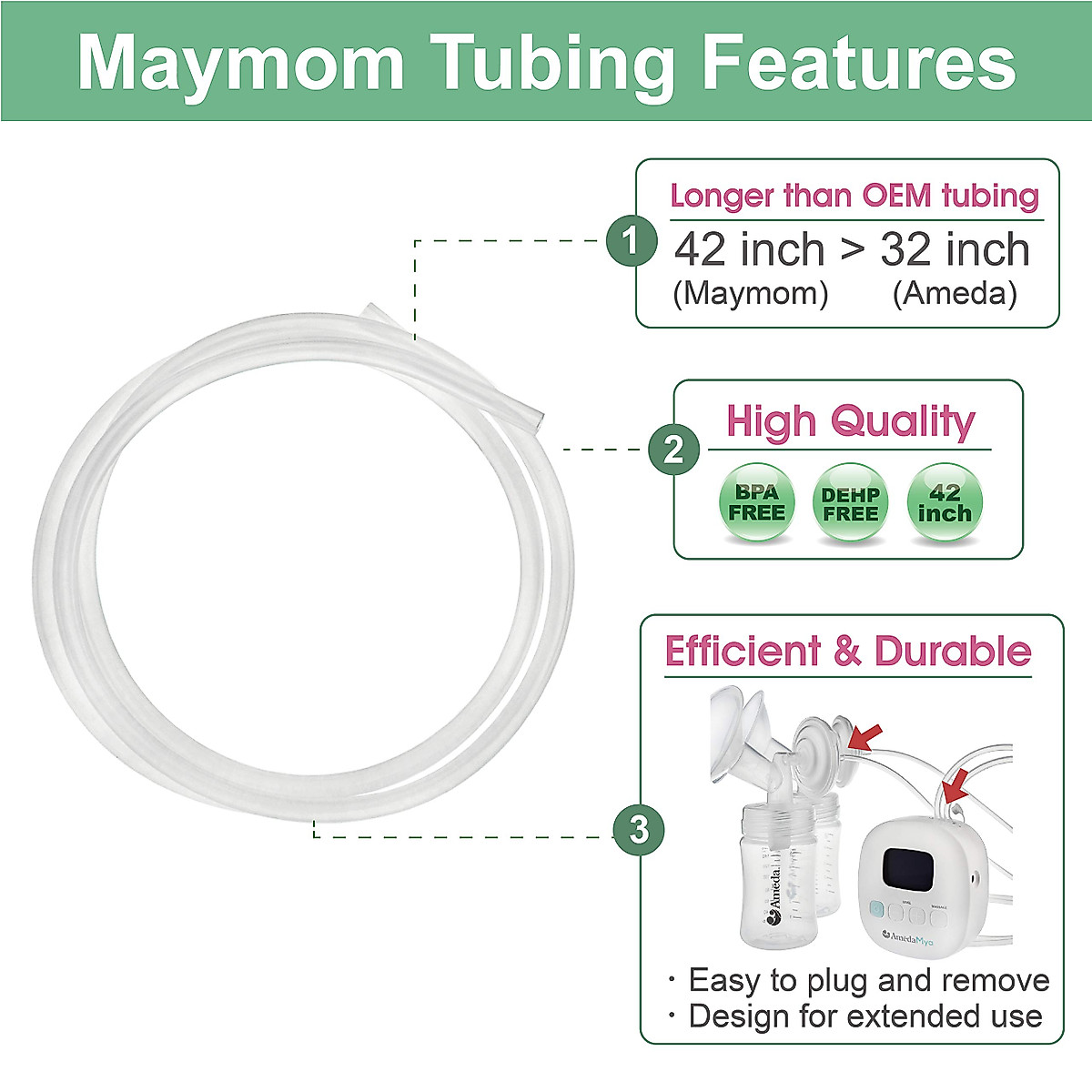 Maymom Tubes Compatible with Ameda MYA Pump Ameda MYA Pro Pump Not Original Ameda MYA Tubes Not Original Ameda MYA Breast Pump Accessories Not Original Ameda MYA Breast Pump Parts;