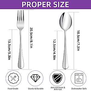 24Pcs Forks and Spoons Silverware Set,Tableware Spoons and Forks Set,Food Grade Stainless Steel Flatware Cutlery Set,Fork and Spoon Set for Home Kitchen Restaurant,Dishwasher Safe,Mirror Polished