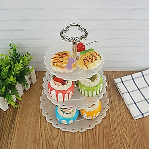Artliving 3-tier Plastic Cake Stand-Dessert Stand-Cupcake Stand-Tea Party Serving Platter Clear Silver