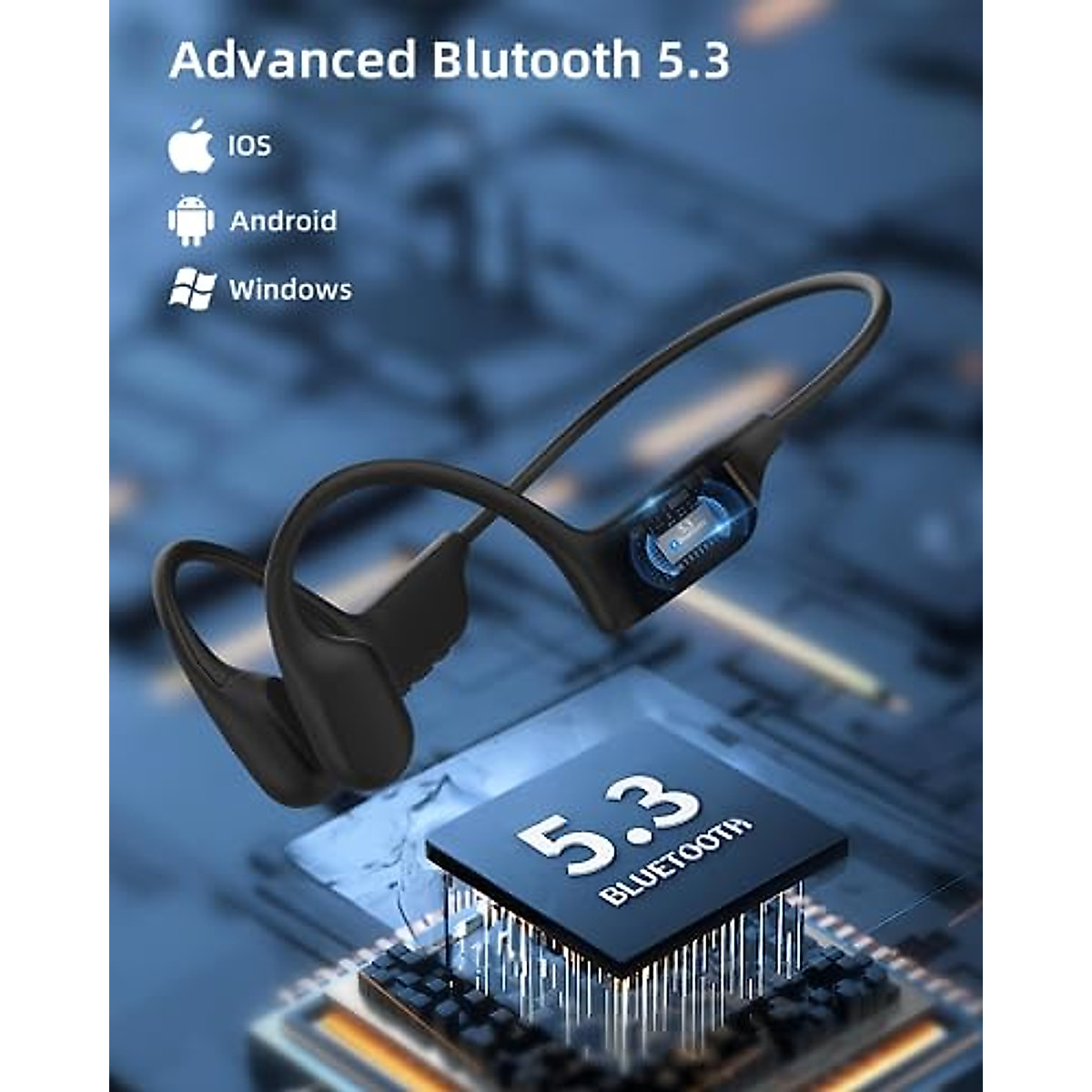 WETCEAOM Bone Conduction Headphones Bluetooth 5.3, Open-Ear Headphones Wireless IPX6 Waterproof Headphones with Microphones,Type-C Charging,Sport Headphones for Running,Cycling,Driving