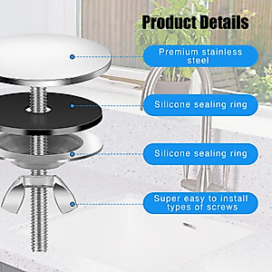 Kitchen Sink Hole Cover - Stainless Steel Faucet Hole Cover - Bathroom Sink Hole Plug - Modern Design to Match Your Aesthetic - Durable Covers Work with Most Kitchen and Bathroom Sink Holes