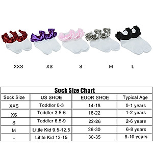 TONGXiNHUA and three Chinese characters 8 Pairs Ruffle Socks, Princess Lace Ruffles Socks Baby Frilly Socks Little Girl Big Ruffle Socks for Newborn/Infant/Toddler (XXS)