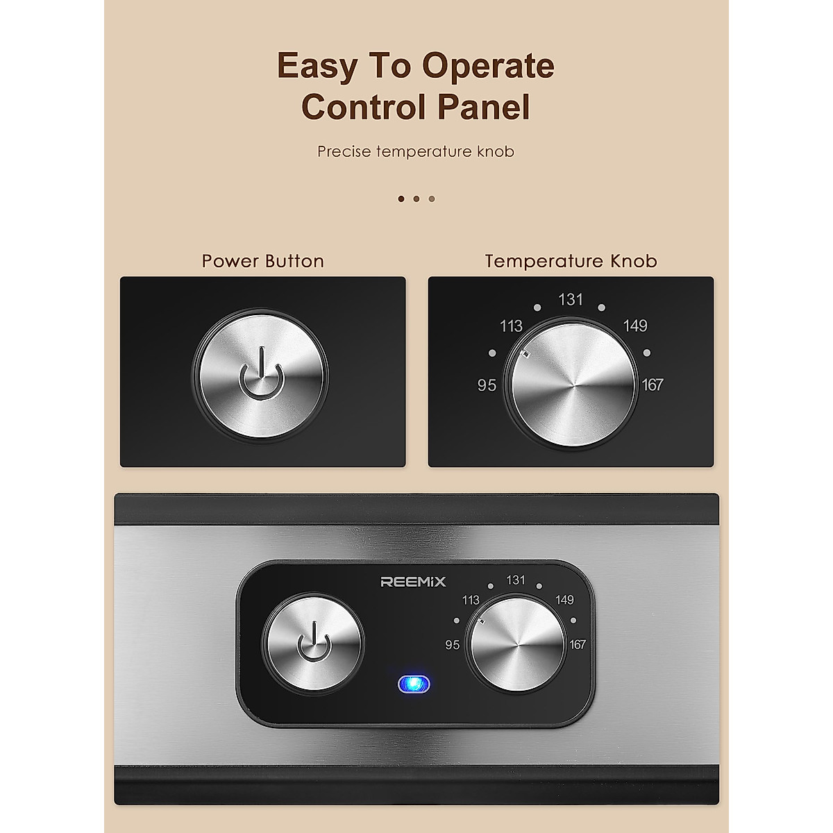 Reemix Electric 8 Trays Food Dehydrator Machine, 400W Jerky Dryer with Temperature Control 95-176℉, Electric Food Preserver for Fruits, Veggies, Meats & Dog Treats