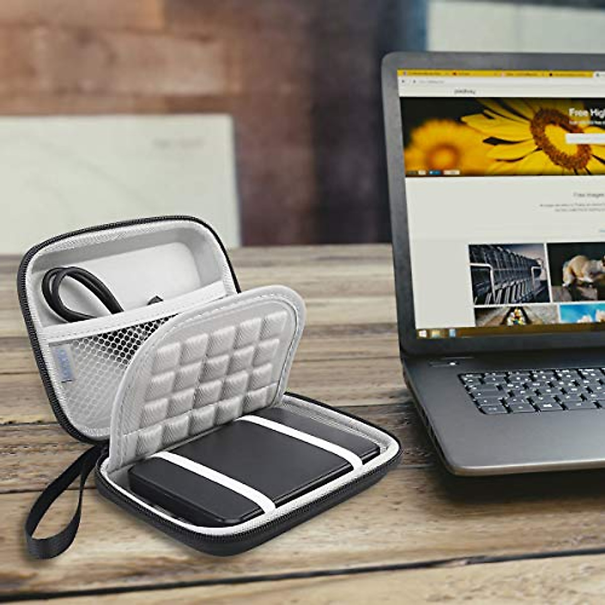 Lacdo Hard Drive Carrying Case for Western Digital WD My Passport Ultra WD Elements SE WD Gaming Portable External Hard Drive 1TB 2TB 3TB 4TB 5TB USB 3.0 2.5 Inch HDD EVA Shockproof Travel Bag, Black