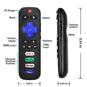 (Pack of 2) Universal Remote Replaced Control Only for Roku TV, MOBKAJUI Remote Compatible for TCL/Hisense/Onn/Sharp/Element/Westinghouse Roku Series TVs, (Not for Roku Stick and Box)