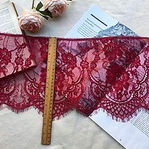 6 Yards 10 Inch Wide Flower Eyelashes Lace Fabric-Thin Lace Fabric-Embroidered Lace Fabric by the Yard-Lace Fabric for Dresses-Eyelash Lace Trim for Sewing Craft Decoration Wedding Curtain Table Cloth