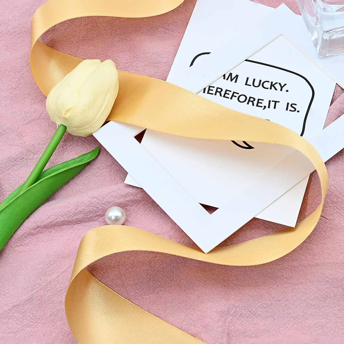 Simplegoal Double Face Dusty Pink Satin Ribbon 3/8 Inch X 50 Yards Polyester Dusty Pink Ribbons for Gift Wrapping Fabric Ribbon for Crafts Flower Bouquet Sewing Arts Wedding Party Decoration