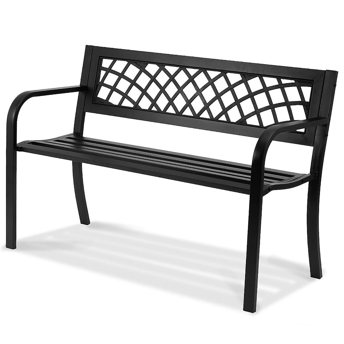 VEVOR Outdoor Bench, 480 lbs Load Capacity Bench, 46 inches Metal Garden Bench for Outdoors, Outdoor Garden Park Bench with Backrest and Armrests, Patio Bench for Garden, Park, Yard, Front Porch