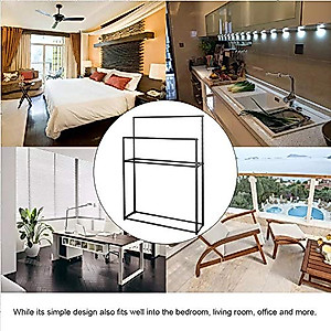 -Shelf Balcony Bathroom Freestanding Towel Holder,Metal Towel Rack Stand Alone,Bath Towel Stand for Bathroom Floor,Pool,Kitchen,Washroom/Black/85 * 20 * 110Cm