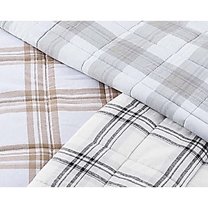 Gravity Blanket Sherpa Weighted Blanket, 10 lbs Taupe Plaid 48" x 66", The Original Weighted Blanket for Sleep, Brushed Flannel Sherpa Blanket, Cotton Made Breathable Throw Blanket