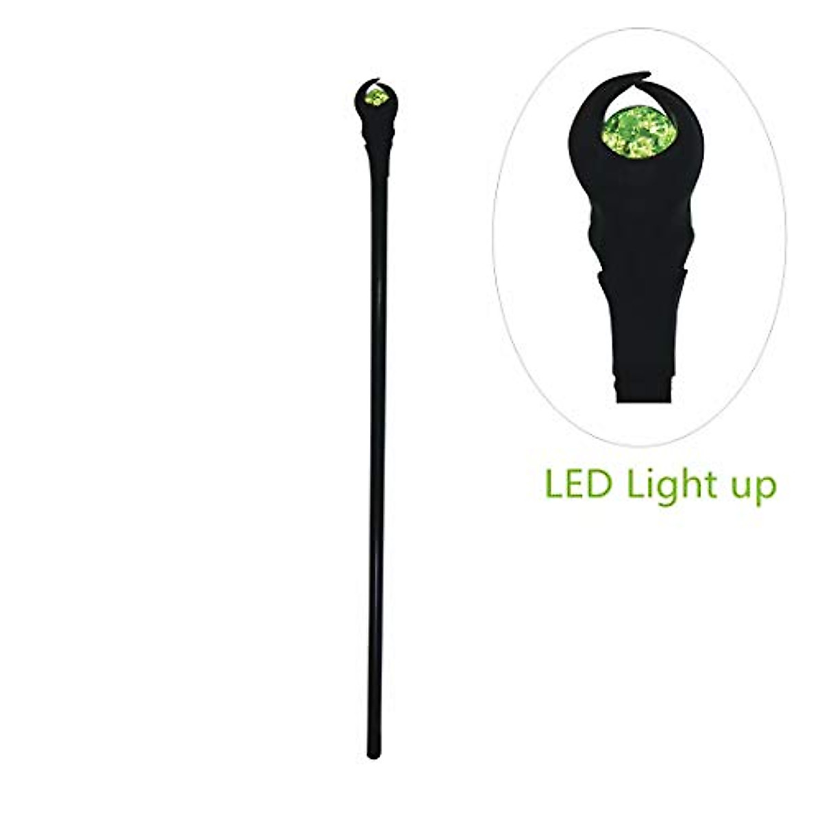 COSGO 51-inch Deluxe Maleficent Staff with Green Light Orb Wizard Scepter Magic Wand Halloween Props (Green Light)