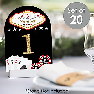 Big Dot of Happiness Las Vegas - Casino Party Double-Sided 5 x 7 inches Cards - Table Numbers - 1-20