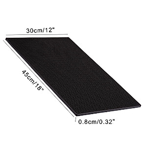 Bar Mat for Cocktail and Coffee Bar 12" x 18" Rubber Bar Service Spill Mat for Cocktail Bartender Coffee Bar or Countertop Mats Glass Drying Mat (Black Border - 12 x 18)