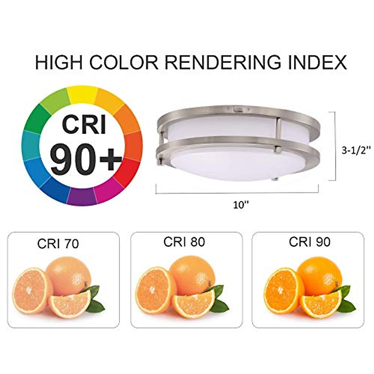 CLOUDY BAY LED Flush Mount Ceiling Light,10 inch,120V 17W Dimmable 1050lm,3000K/4000K/5000K Adjustable,CRI 90+, ETL Listed/ JA8, for Kitchen,Hallway,Stairwell,Damp Location, Brushed Nickel