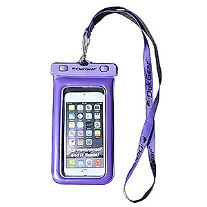 Duk Gear Universal 100% Waterproof Floating Underwater Cell Phone Case, Pouch, Dry Bag for iPhone, Android, Google, Touch-Screen Friendly, for Pool Beach Kayaking Travel (Purple)
