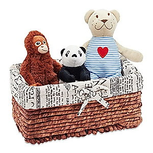 YUEHAPPY 5 Piece Brown Nesting Wicker Baskets with Liner for Storage, Woven Lined Bins for Organizing Closet Shelves,3 Sizes