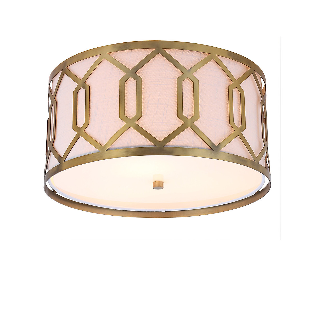 JONATHAN Y JYL3500A Hex 3-Light 16.25" Metal LED Flush Mount Contemporary,Transitional Dimmable, 2700K Cozy Warm Light, Kitchen,Hallway,Bathroom,Stairwell, Brass Gold