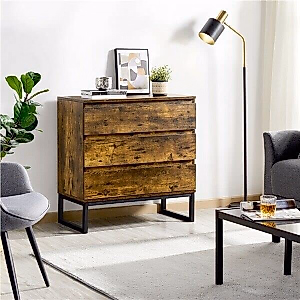 MAXCBD Nightstand Bedside Table Drawer Cabinet 3-Drawer Storage Cabinet Organizer with Metal Leg for Living Room Hallway Cabinet of 3-Drawer Stable Structure Storage Tower Dresser