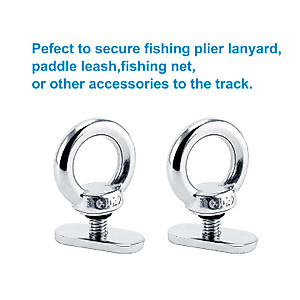 Amadget Pack of 4 Kayak Rail Track Mount Tie Down Eyelet Accessories Quick Release Track Rail Adapter for Fishing Kayaks Boat Bungee Cord Rope