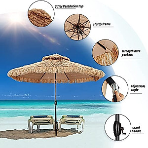 GDY 10 FT Patio Tiki Umbrella, Outdoor Patio Pool Beach Umbrellas without LED Lights