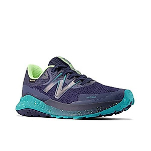 New Balance Women's DynaSoft Nitrel V5 GTX Trail Running Shoe, Natural Indigo/Electric Teal/Bleached Lime Glo, 8