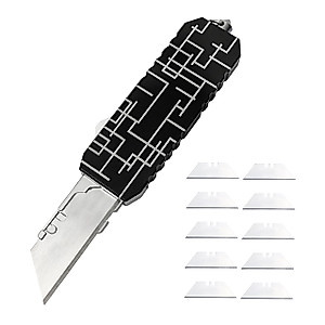WARHERO Aluminum Alloy Utility Knife with Clip Multifunctional EDC Box Cutter Outdoor Pocket Knife 10pcs Carbon Steel Blades
