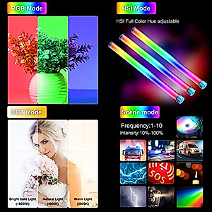 [2021 upgraded] Large Handheld Light Wand, 2600 lumens RGB LED Video Light 360° Full colors, 24.3" Tube Light for Photography Light Stick, CRI 98+, 2800K-10000K /Rechargeable Battery /LCD Display