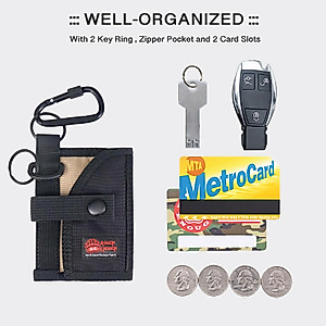 Rough Enough Key Card Holder Keychain Pouch Wallet for Men with Lanyard for Car Key FOB Cards Coins Organizer Black Cordura