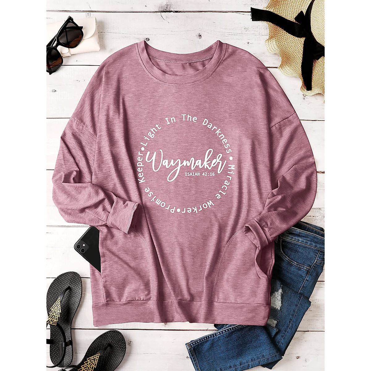 FEMLE Christian Waymaker Sweatshirt Light in Darkess Long Sleeve Crewneck Miracle Worker Tops for Women