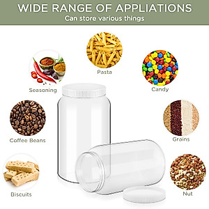 Dandat 8 Pcs 1 Gallon Clear Plastic Jars Airtight Pantry Large Mouth Jars Plastic Jug Cylinder Containers with Lids for Candy Butter Honey Sugar Cookies Arts Crafts Bartender Kitchen(White Lids)