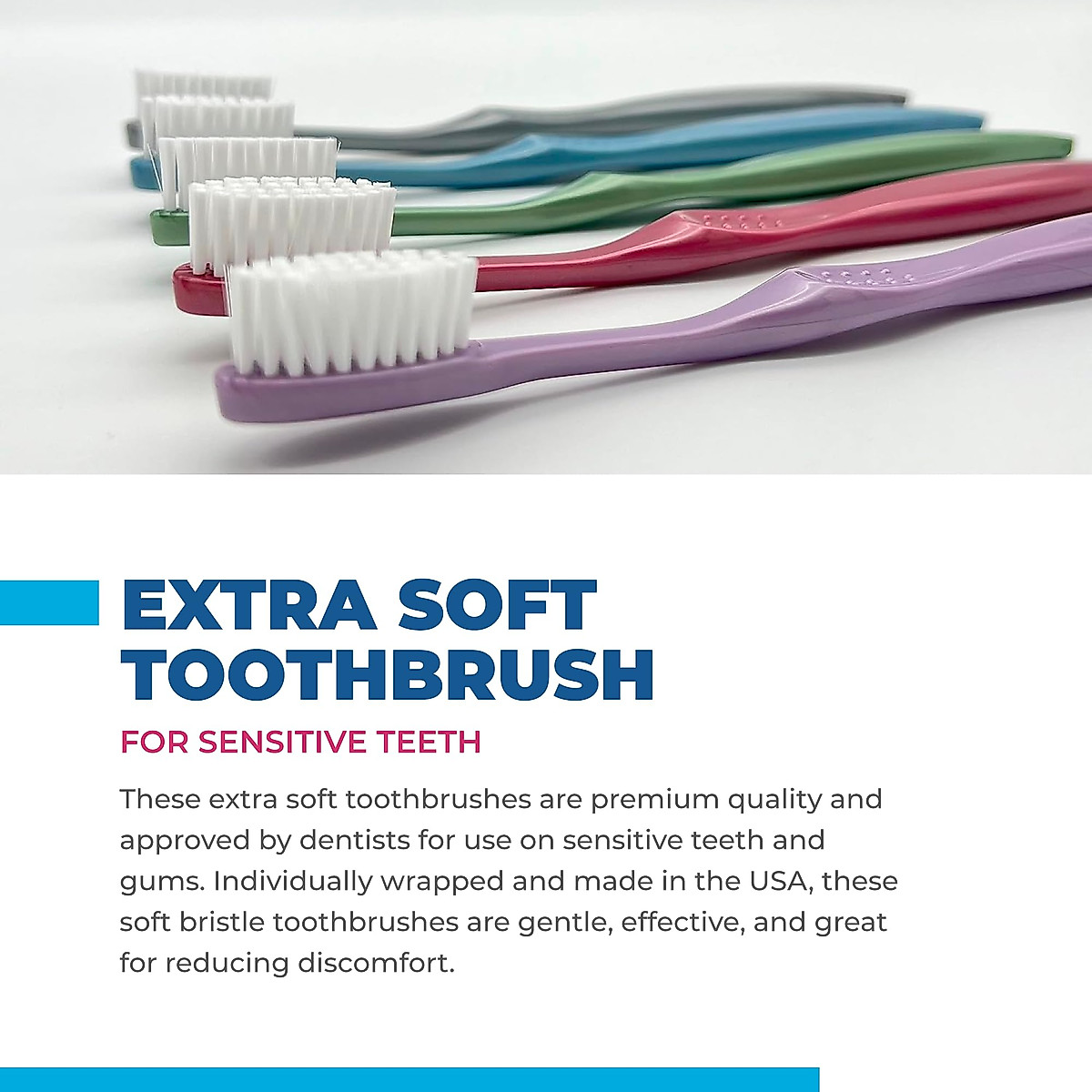 Tess Oral Health Extra Soft Toothbrush - Sensitive Teeth and Gums Extra Soft Bristle Toothbrushes (1 Dozen)