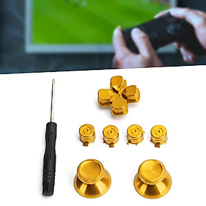 4 Pack Thumbstick,Simulates Grip Metal Aluminum Alloy Thumbsticks Analog Replacement for PS4 Gamepad Controller Joystick Replacement with Screwdriver(Yellow)