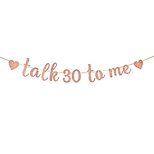 INNORU Glitter Talk 30 To Me Banner - Happy 30th Birthday Anniversary Sign - Cheers to 30 Years Party Bunting Decorations Rose Gold