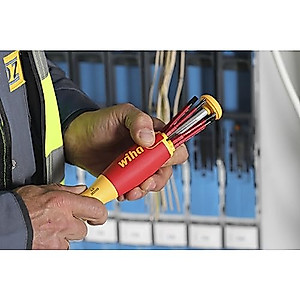 Wiha 28393 Insulated Slim Line Precision Pop Up Screwdriver Set, Slotted, 7-Piece, Red