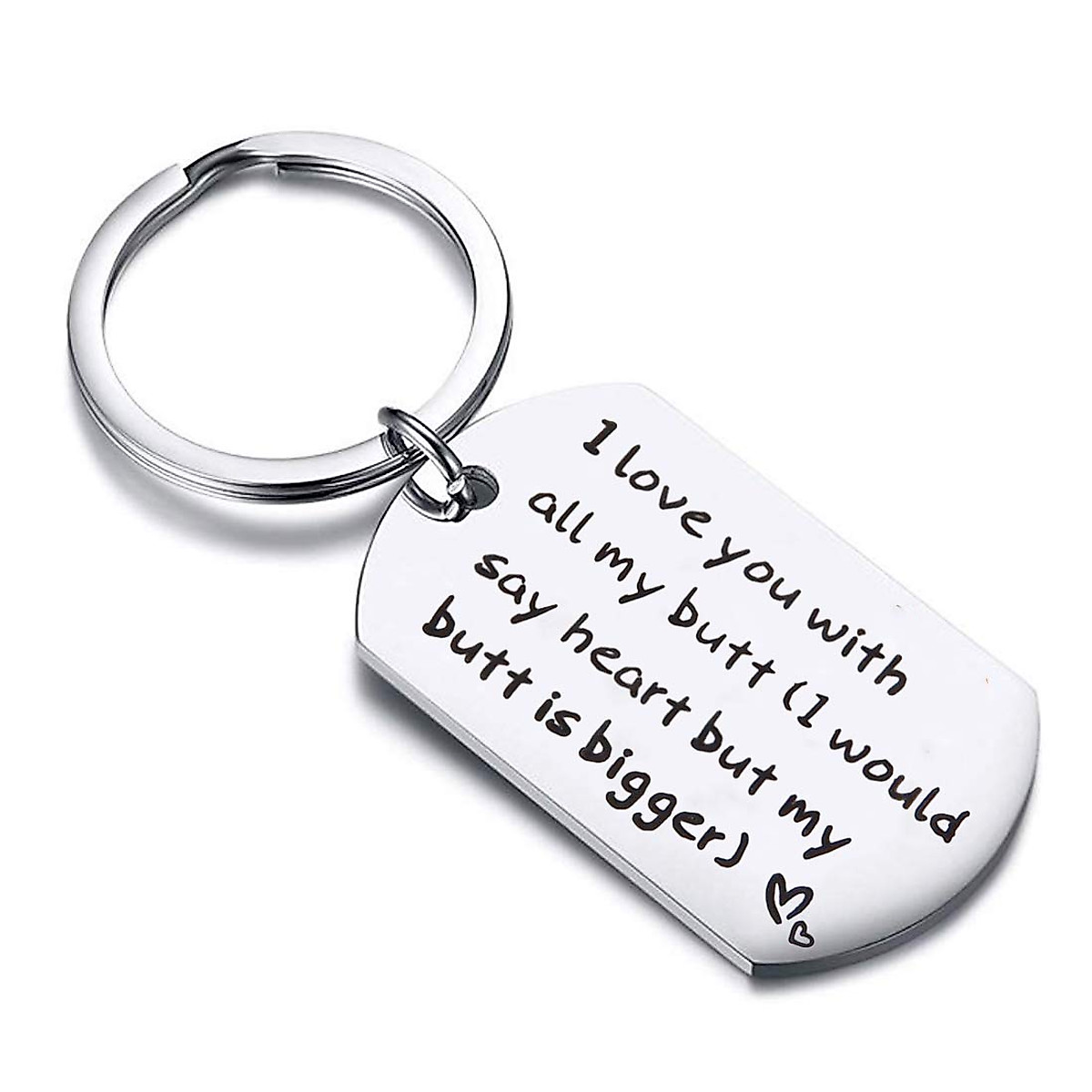 Zuo Bao Funny Keychain I Love You with All My Butt Dog Tag Gift for Boyfriend Girlfriend Valentine's Day (Keychain)