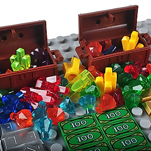 BAENRCY Treasure Accessories Set Building Blocks Bullion Money Gold Bar Jewelry Building Bricks Kit DIY Building Set Compatible All Major Brands(#A)