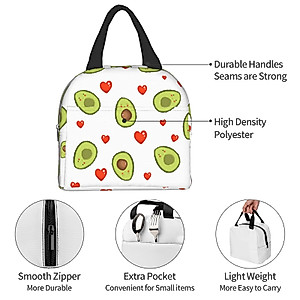 Avocado Heart Kawaii Lunch Box Travel Bag Picnic Bags Insulated Durable Shopping Bag Back To School Reusable Waterproof Bags For Man Woman Girls Boys