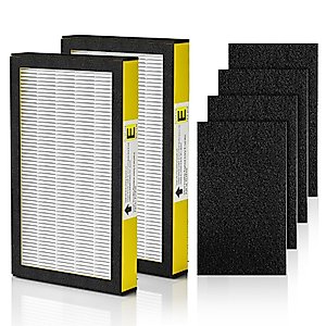 FLT4100 Replacement Filter E for AC4100, AC4100CA, AC4150BL, AC4150PCA, AC4150P Technologies Models, 2 x Hepa Filter + 4 x Activated Carbon Pre-Filter